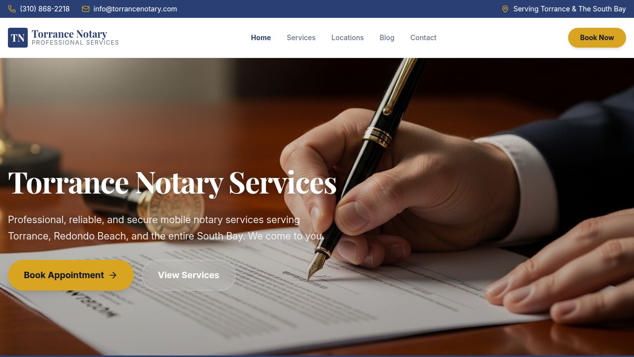 Torrance Notary | 24/7 Mobile Notary South Bay | Same-Day Service